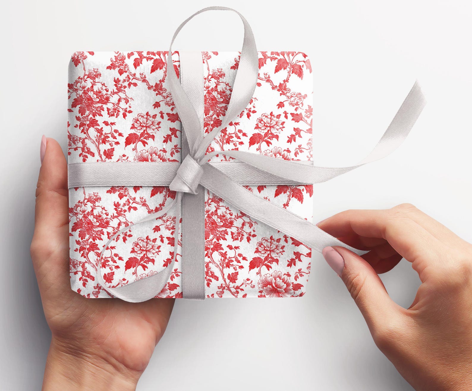 Red Chinoiserie Wrapping Paper Roll Red Toile Christmas Toile Wrapping ...