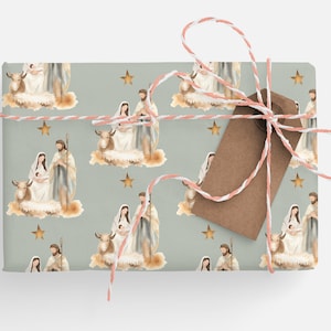 Jesus Wrapping Paper Nativity Wrapping Paper Roll, Modern Nativity Gift ...