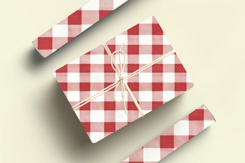 Red Gingham Wrapping Paper Pattern Checked Christmas Wrapping Paper ...