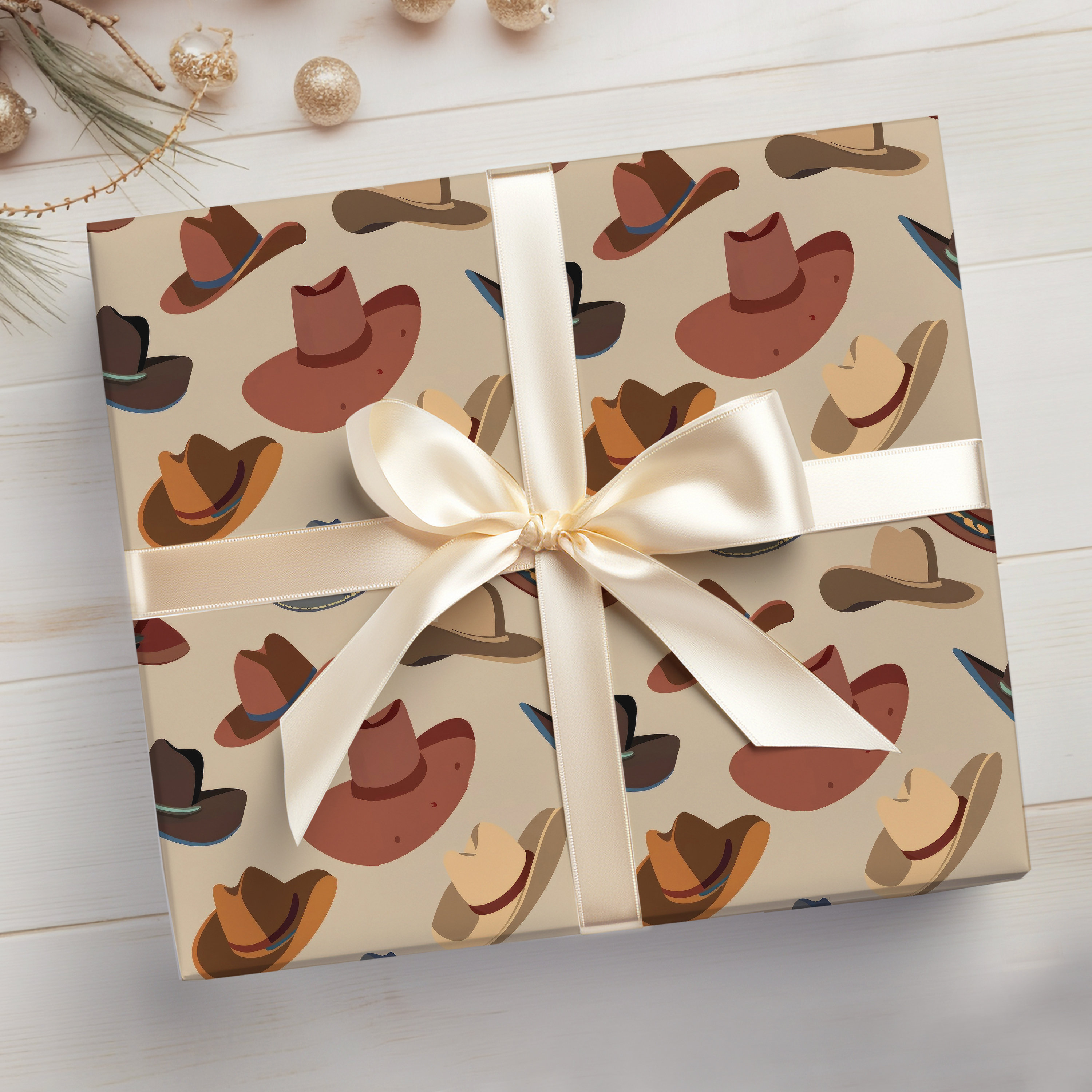 Cowboy Hats Wrapping Paper Roll Cowboy Hats Gift Wrap Roll Western ...