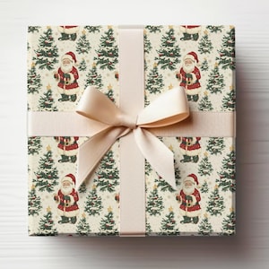 Santa Vintage Inspired Wrapping Paper Roll, Vintage Santa Wrapping ...