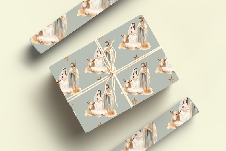 Jesus Wrapping Paper Nativity Wrapping Paper Roll, Modern Nativity Gift ...