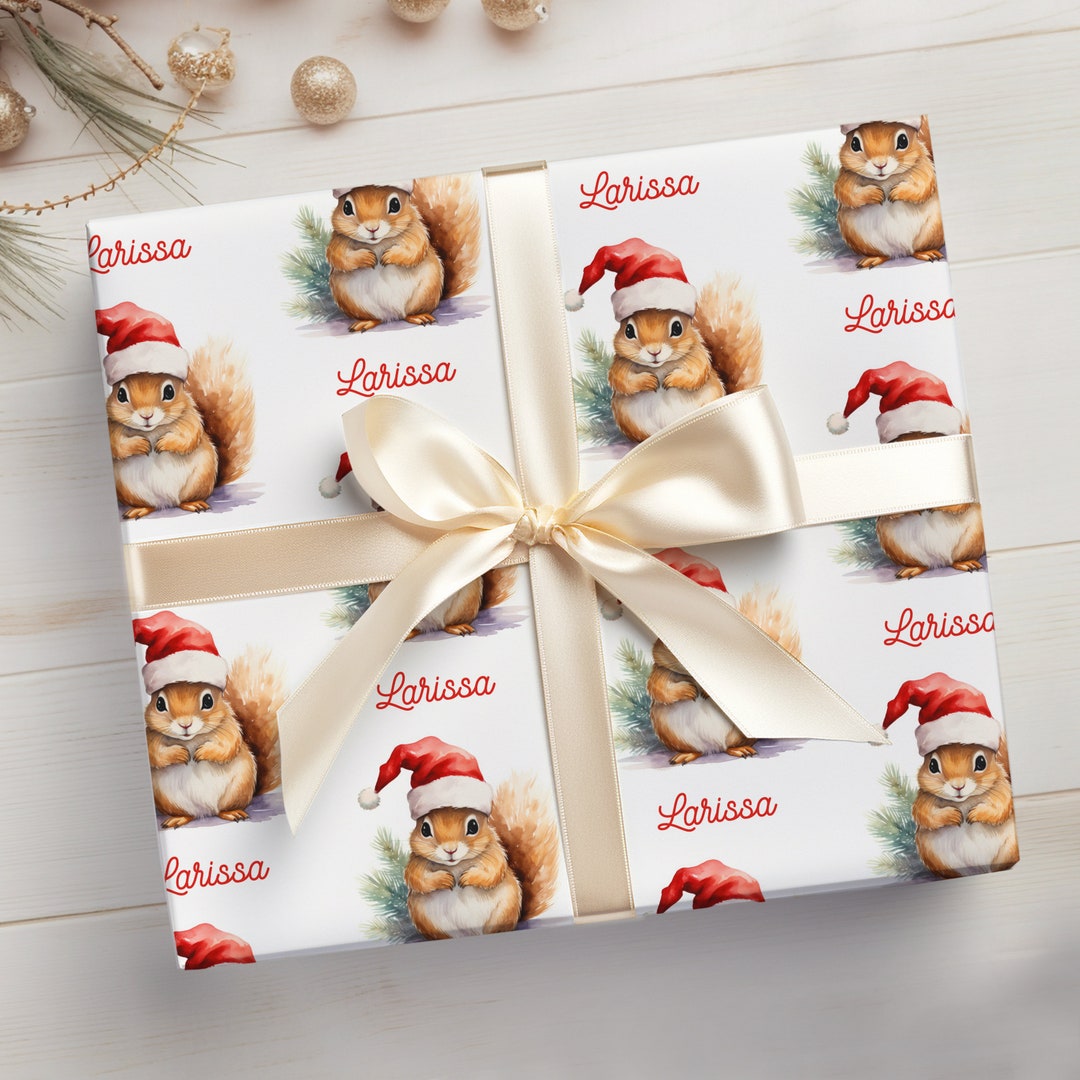 Squirrel Wrapping Paper Roll, Christmas Squirrel Gift Wrap Roll With ...