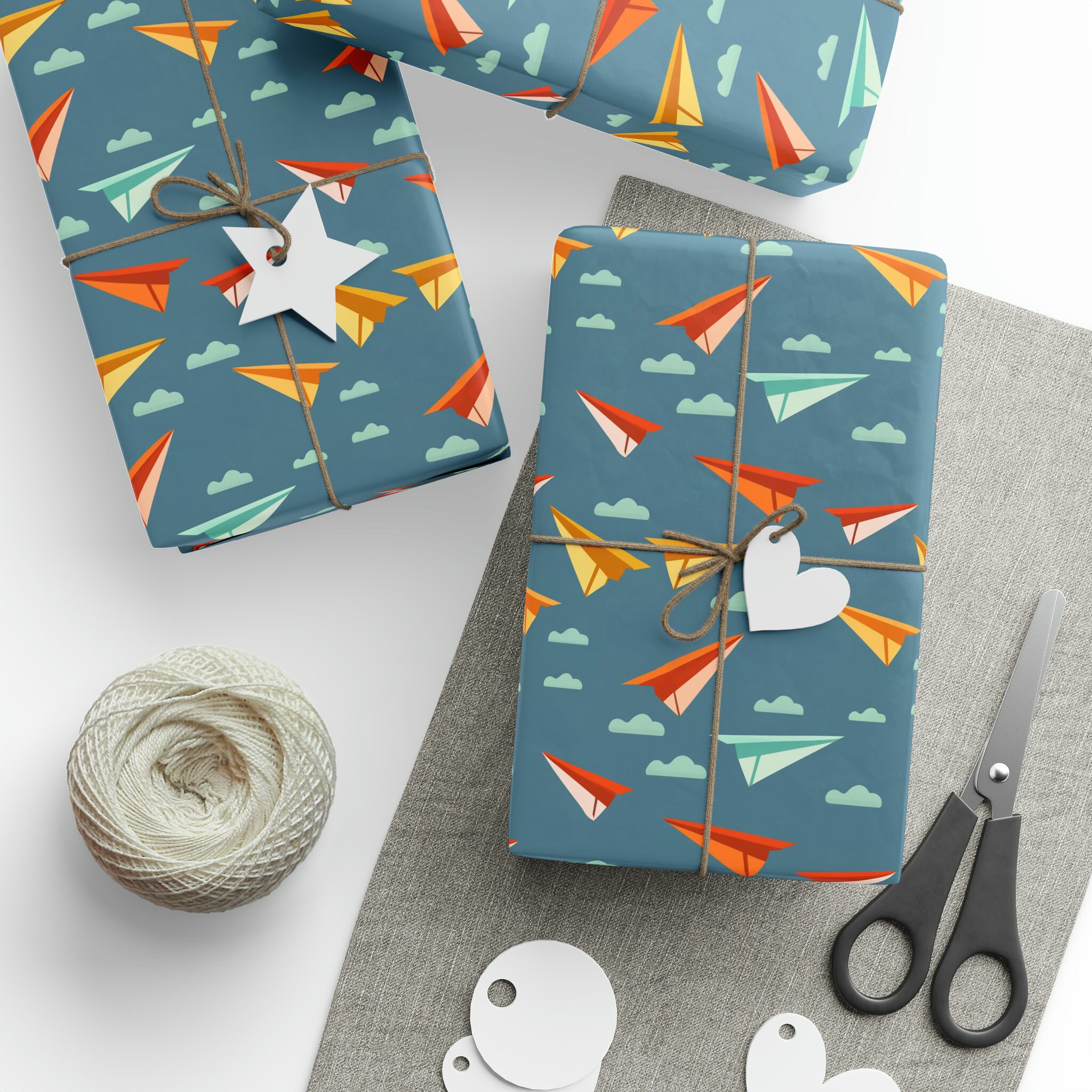Paper Airplanes Wrapping Paper, Airplane Gift Wrap, Boy Birthday ...