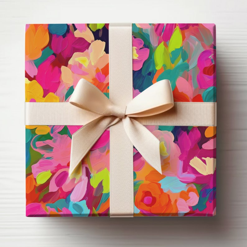 Neon Pink Wrapping Paper Neon Colors Gift Wrap Colorful Abstract ...