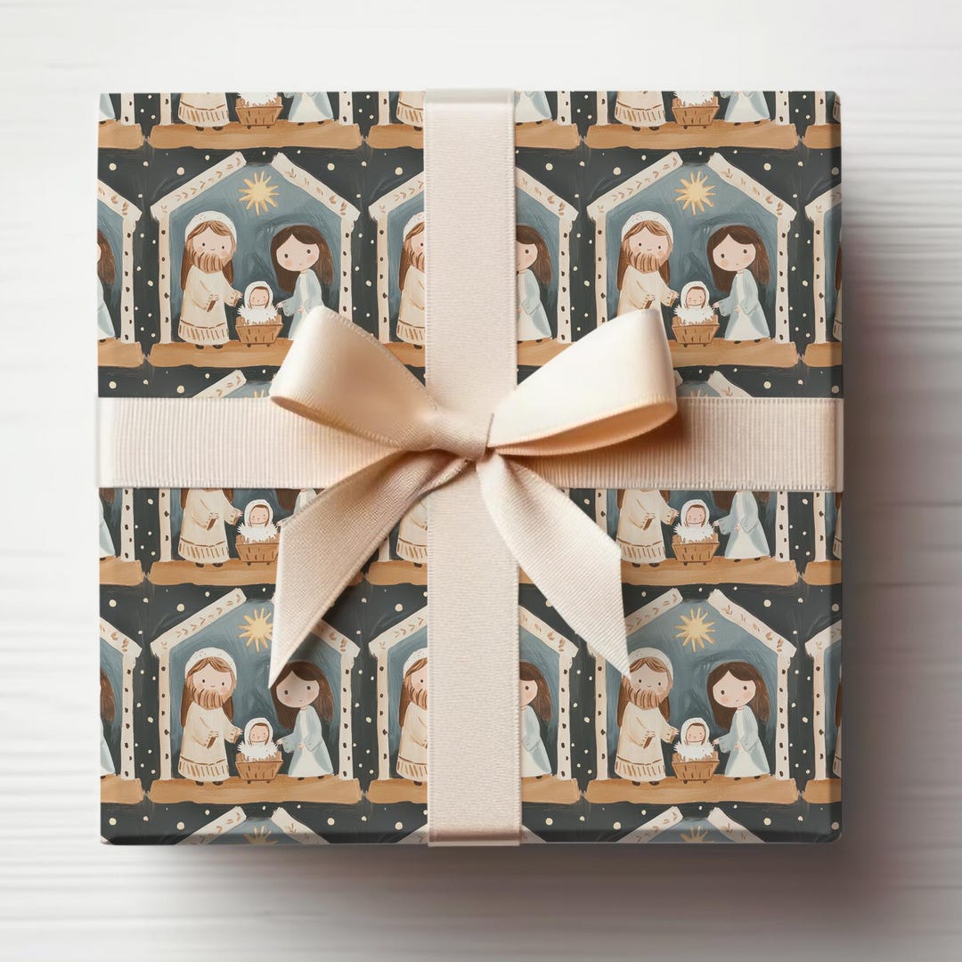 Cute Nativity Wrapping Paper Roll Jesus Christmas Gift Wrapping ...