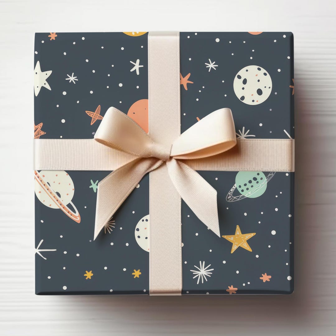 Solar System Wrapping Paper Planets Gift Wrap Roll for Boys, Outerspace ...