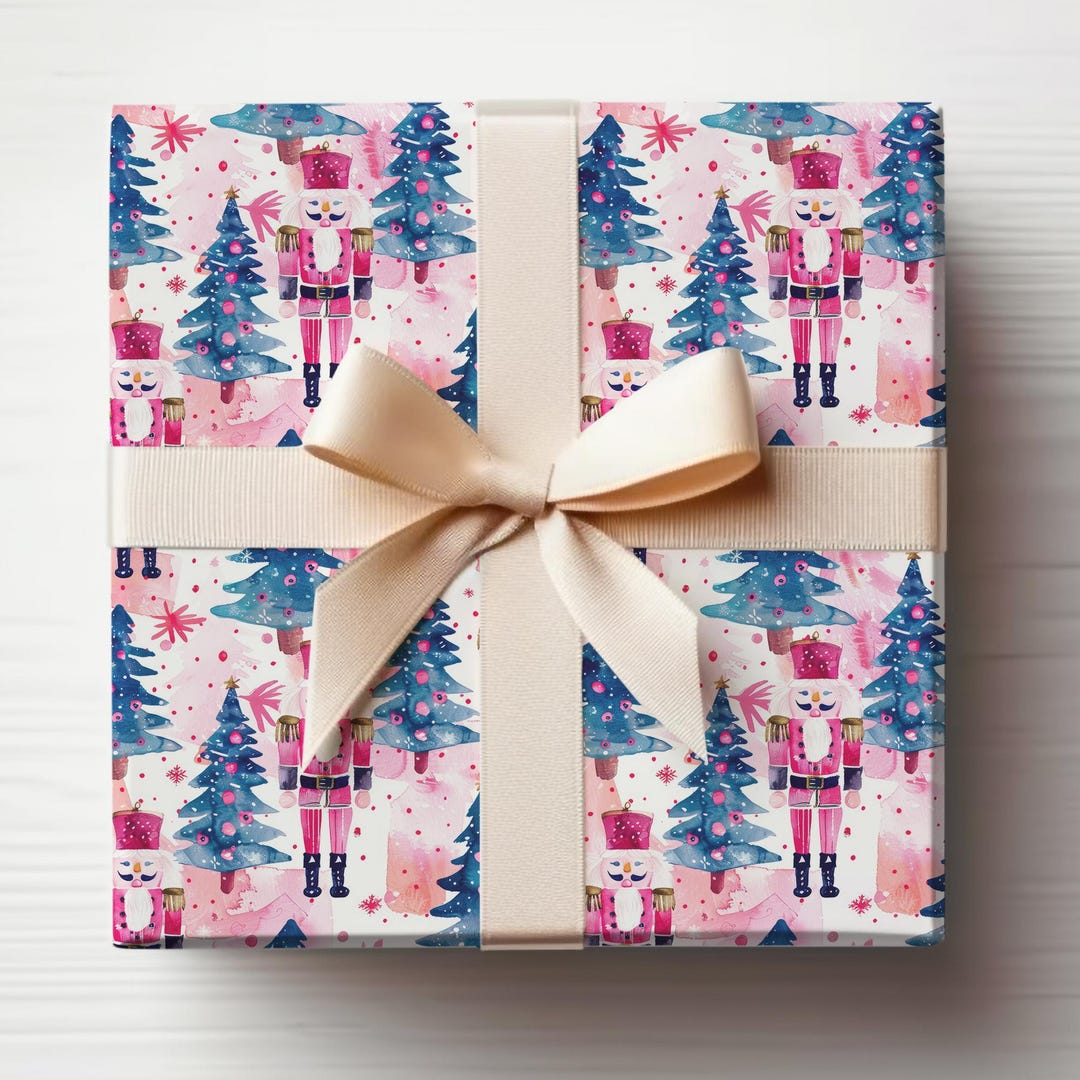 Nutcracker Wrapping Paper Nutcracker Gift Wrapping Roll Pink Christmas ...
