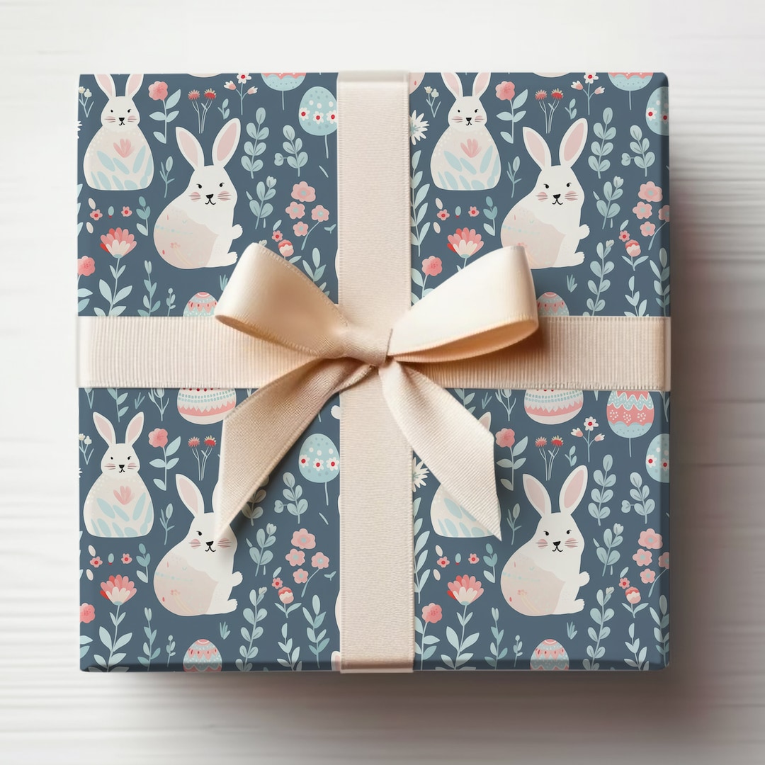 Cute Easter Bunny Wrapping Paper Roll Bunny Rabbit, Spring Bunny Gift ...