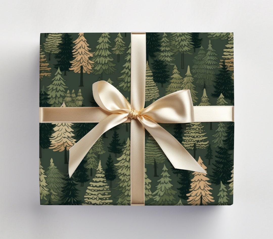 Forest Wrapping Paper Roll, Dark Forest Gift Wrap Roll, Evergreen ...