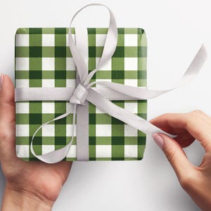 Sage Green Wrapping Paper Roll Green Gingham Wrapping Paper Olive Green ...