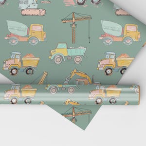 Boys Birthday Wrapping Paper Construction Wrapping Paper Dump Truck ...