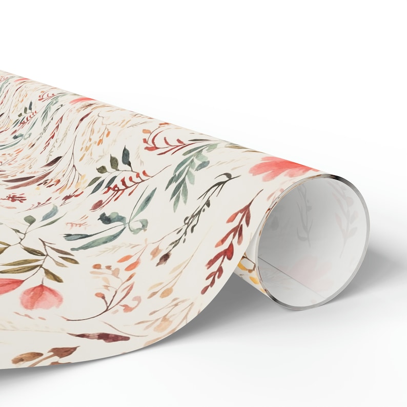 Boho Floral Wrapping Paper Boho Leaves Floral, Dainty Floral Gift ...