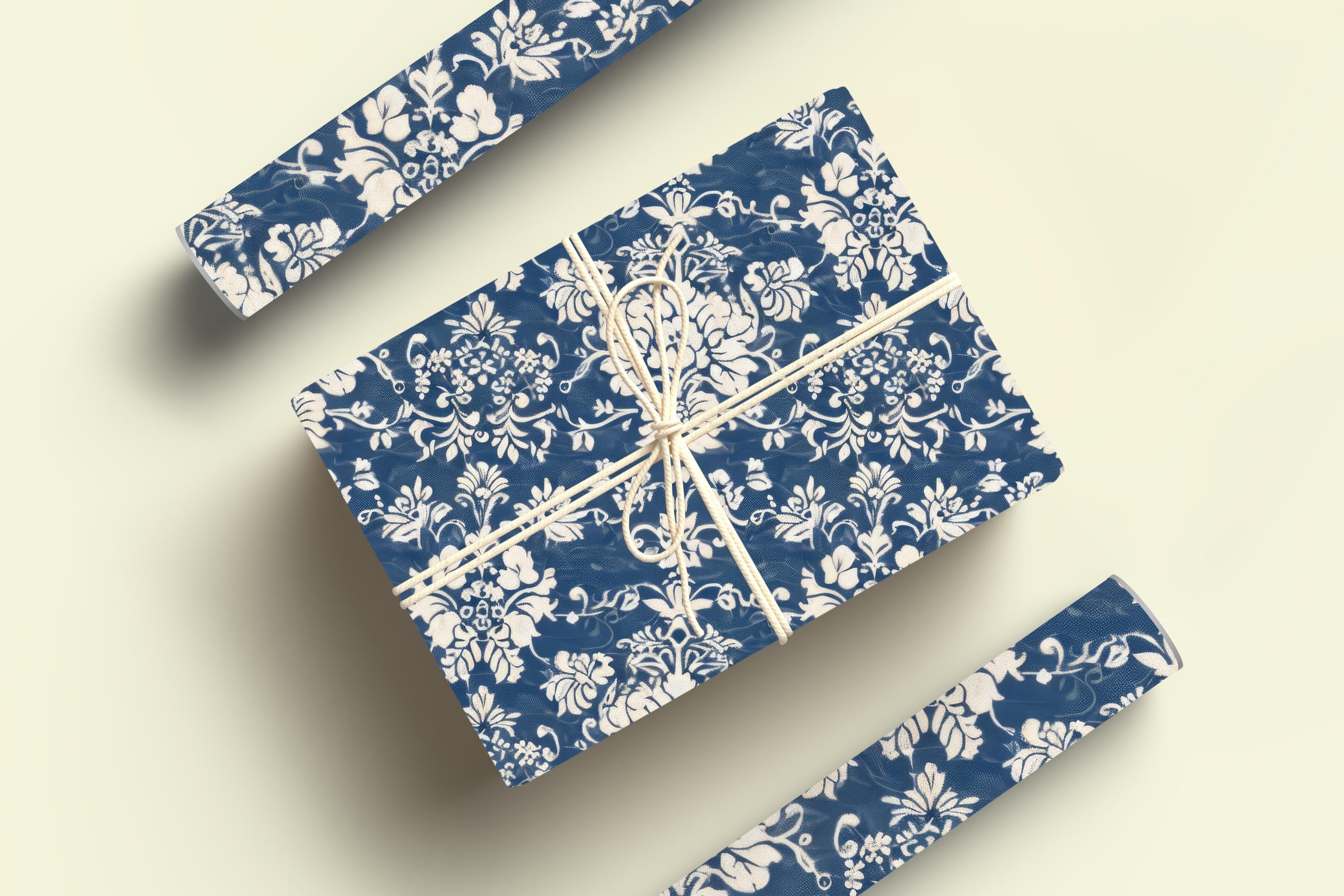 Victorian Wrapping Paper Elegant Wrapping Paper Roll, Navy Blue Lace ...