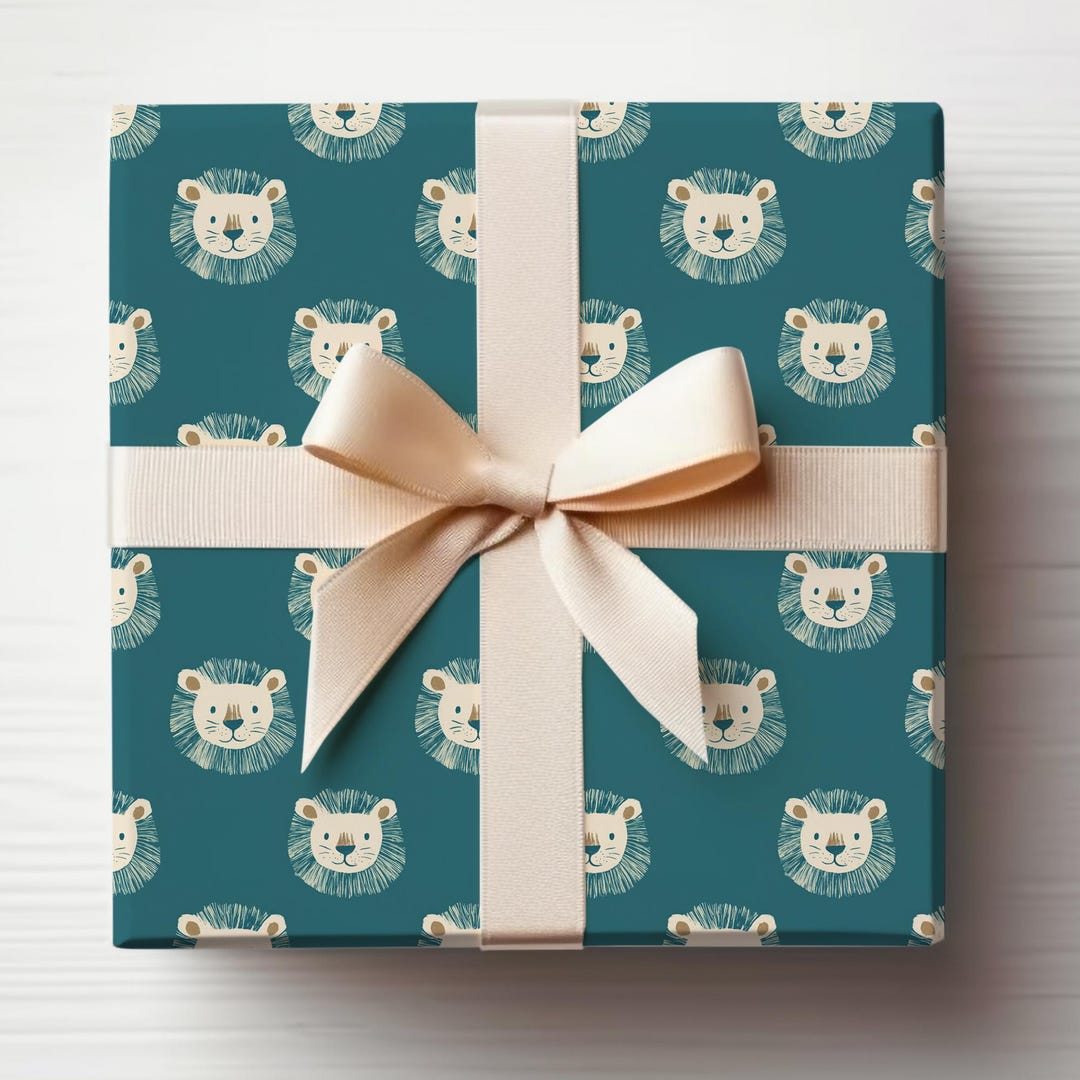 Lion Wrapping Paper Roll, Cute Lion Gift Wrapping Roll Lion Baby Shower ...