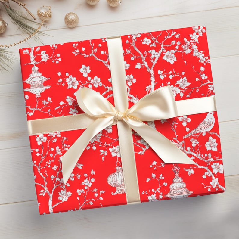 Japanese Wrapping Paper Roll Red Chinese Wrapping Paper Roll Oriental ...