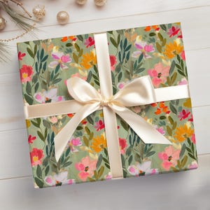 Sage Green Wrapping Paper Acrylic Floral Wrapping Paper Modern ...