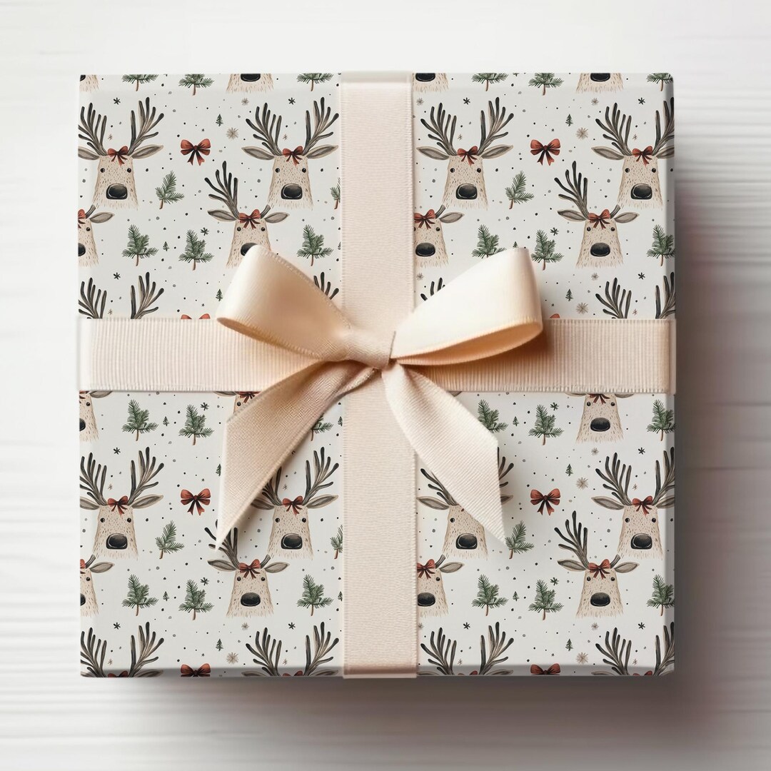 Moose Wrapping Paper Roll Cute Christmas Moose Wrapping Paper Roll ...