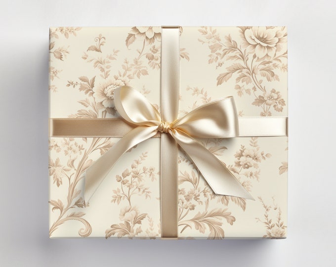 Boho Floral Wrapping Paper Boho Leaves Floral, Dainty Floral Gift ...