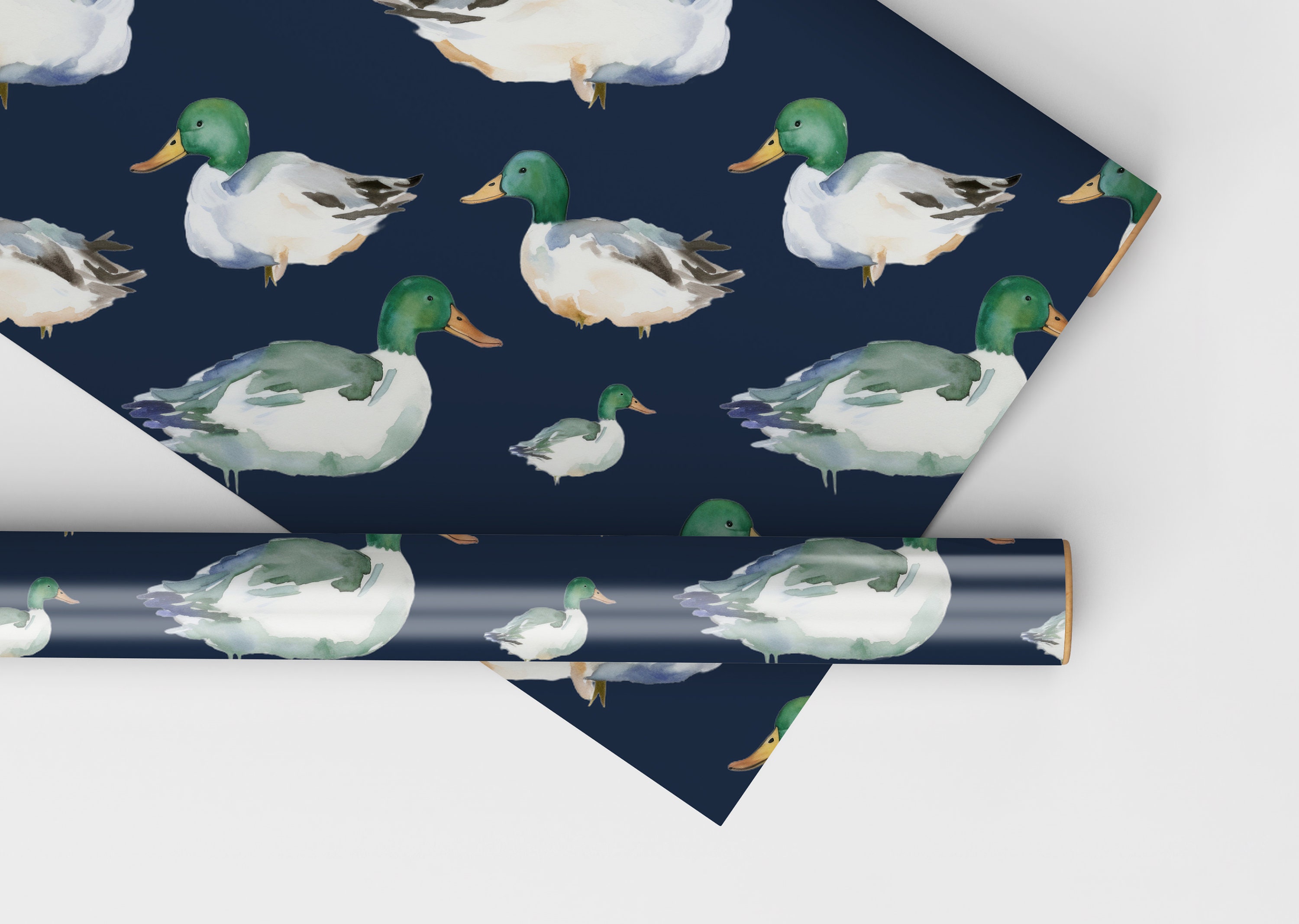 Navy Blue Ducks Wrapping Paper Roll Hunting Wrapping Paper - Etsy