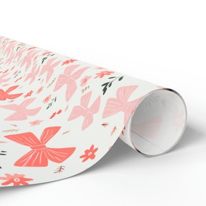 Pink Bows Wrapping Paper Cute Pink Bows Gift Wrapping for Baby Girl ...