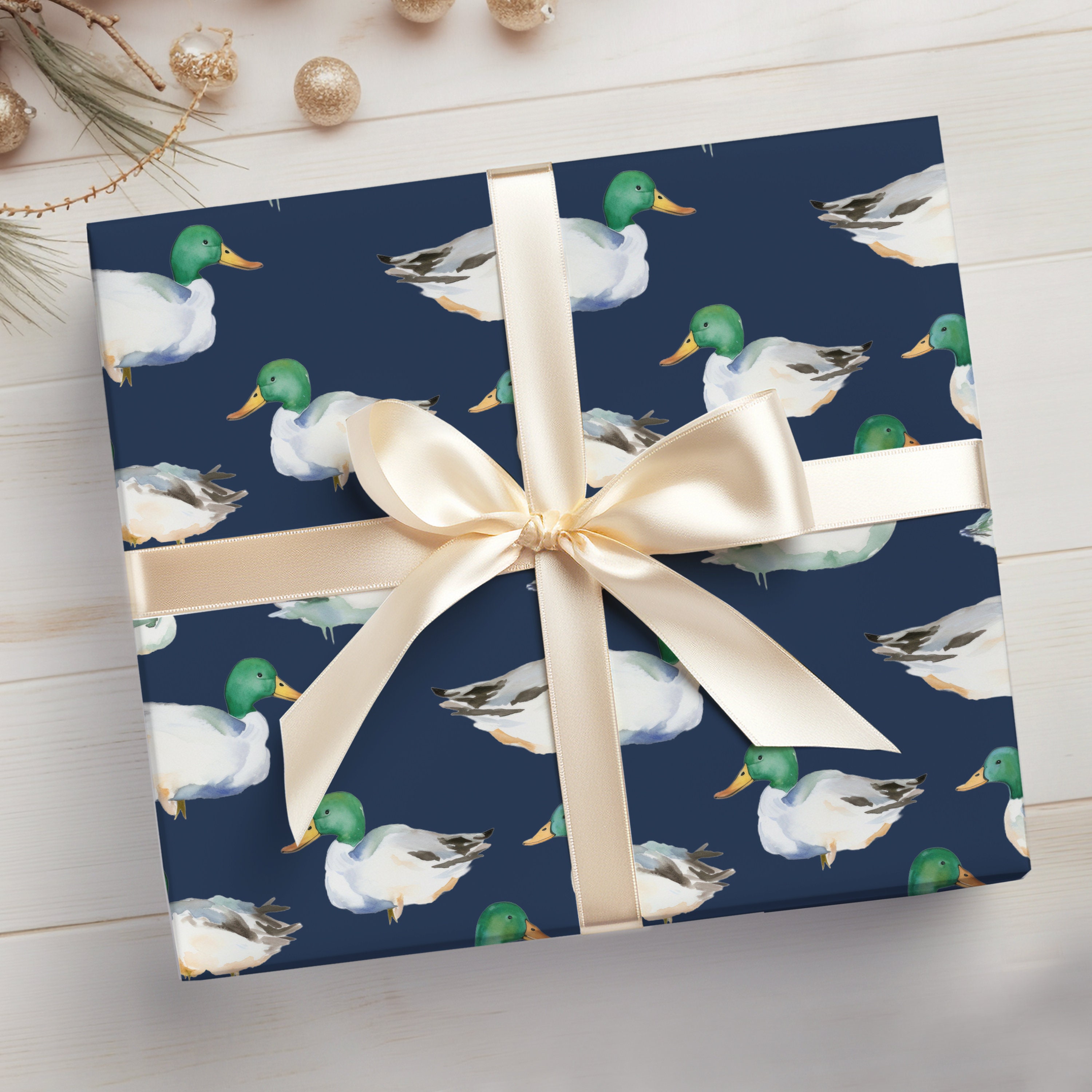 Navy Blue Ducks Wrapping Paper Roll Hunting Wrapping Paper - Etsy