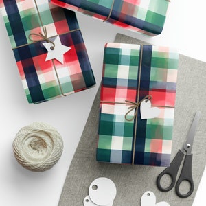 Plaid Wrapping Paper, Watercolor Plaid Wrapping Paper Roll, Modern ...