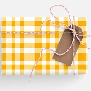 Yellow Gingham Wrapping Paper Roll, Simple Bright Yellow Plaid Gift ...