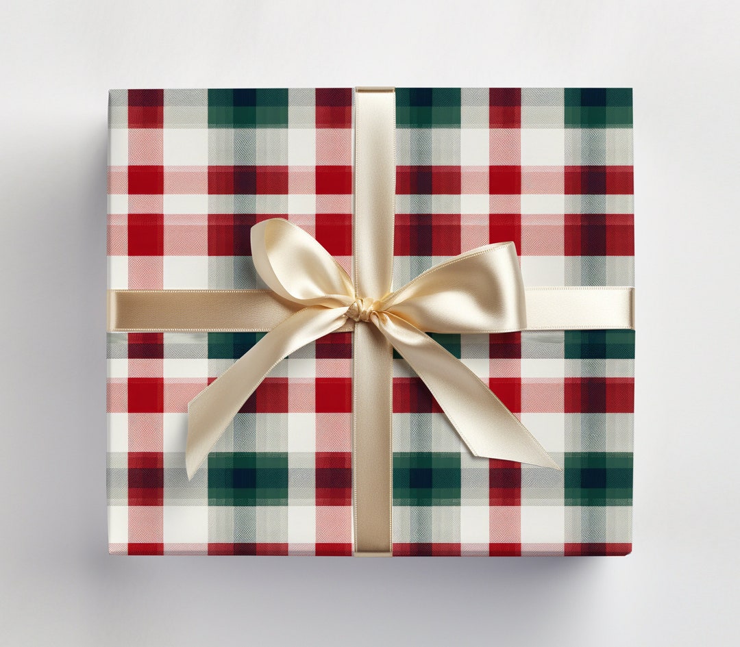 Christmas Plaid Wrapping Paper Rolls, Checkered Wrapping Paper Gingham ...