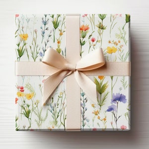 Botanical Wrapping Paper Roll Botanical Watercolor Wildflowers Wrapping ...