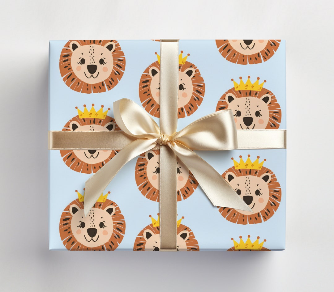 Lions Wrapping Paper, Cute Lion Gift Wrap Roll, Lion Baby Shower Gift ...