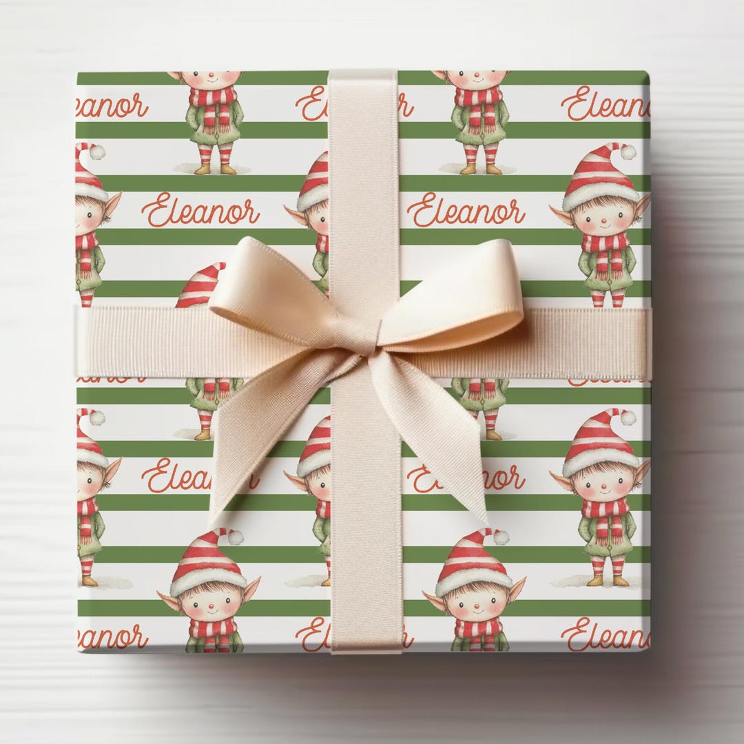 Custom Elf Wrapping Paper Christmas Elf Gift Wrap Roll With Custom Name ...