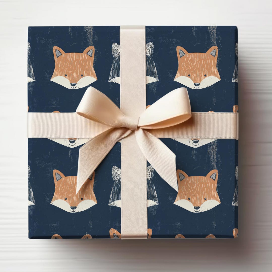 Woodland Wrapping Paper Roll Woodland Animals Gift Wrap Roll Orange Fox ...