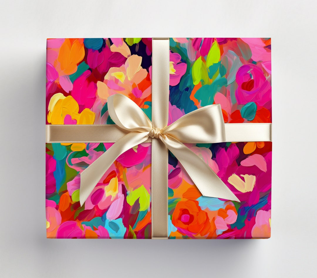 Neon Pink Wrapping Paper Neon Colors Gift Wrap Colorful Abstract ...