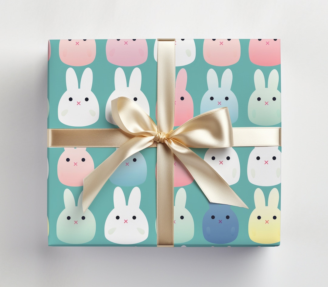 Cute Easter Wrapping Paper Bunnies Gift Wrap, Bunny Candy Wrapping ...