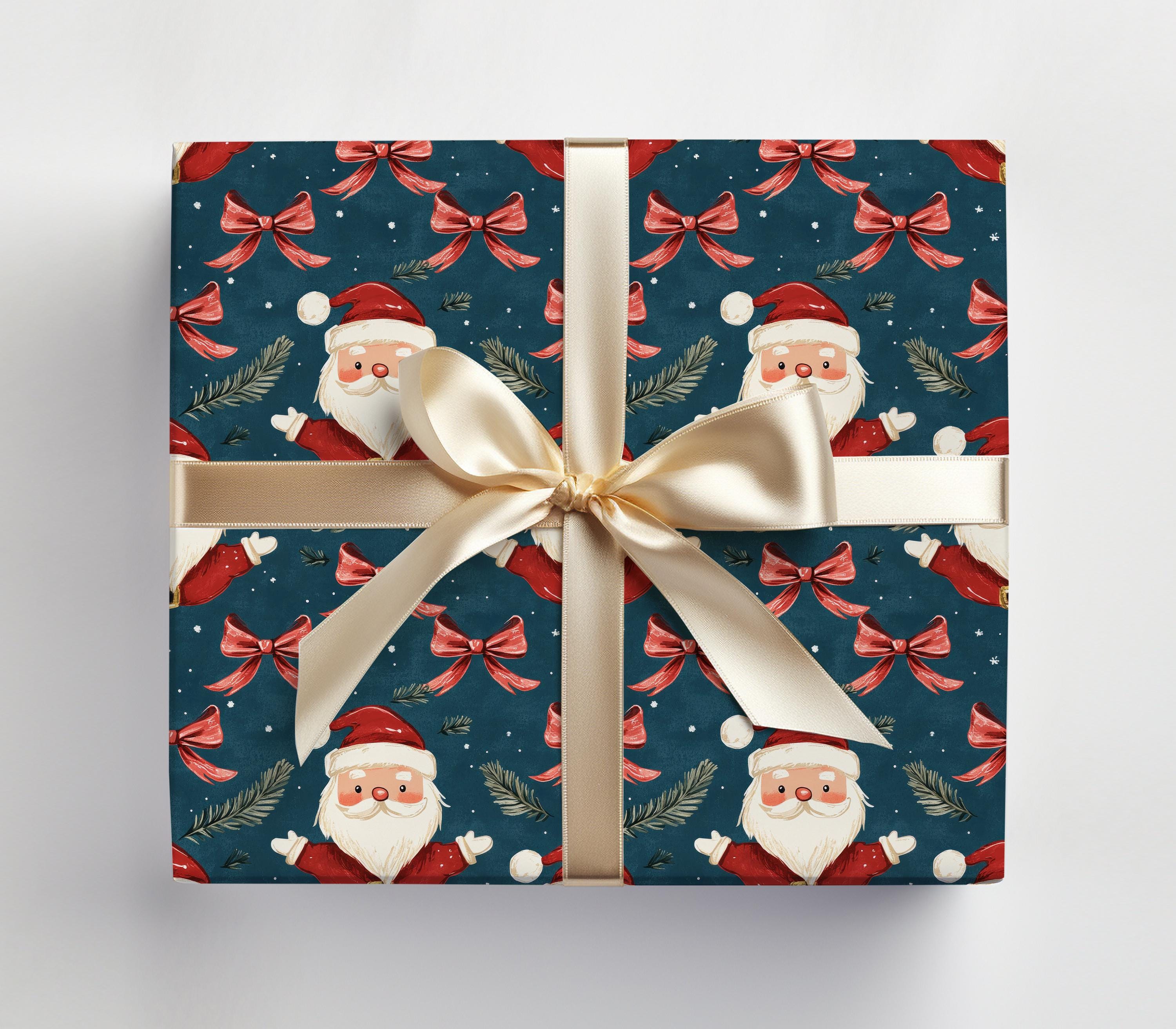 Cute Santa Wrapping Paper Roll Dark Santa Clause Wrapping Papers ...