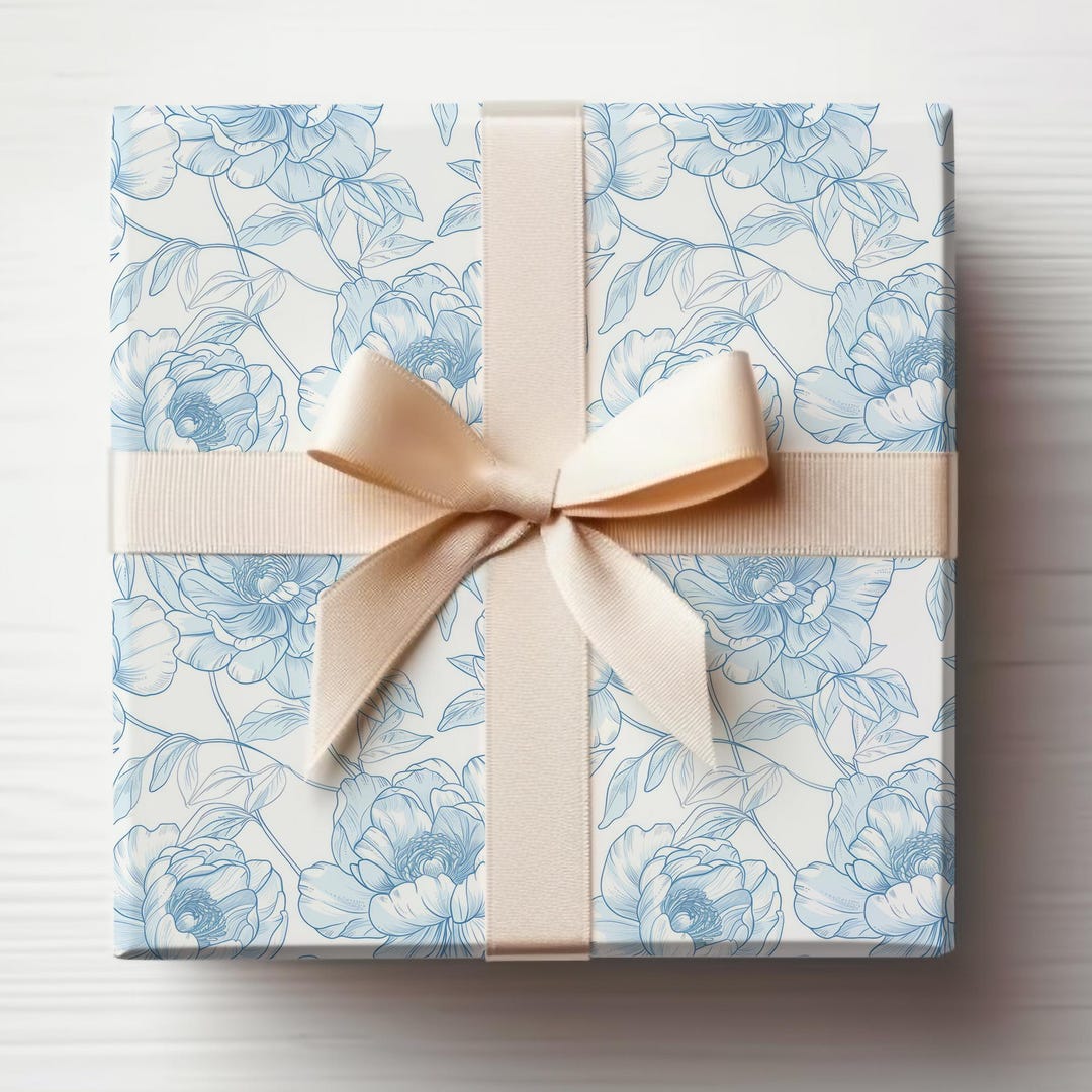 Baby Boy Gift Wrap Light Blue Chinoiserie Boy Baby Shower Wrapping ...