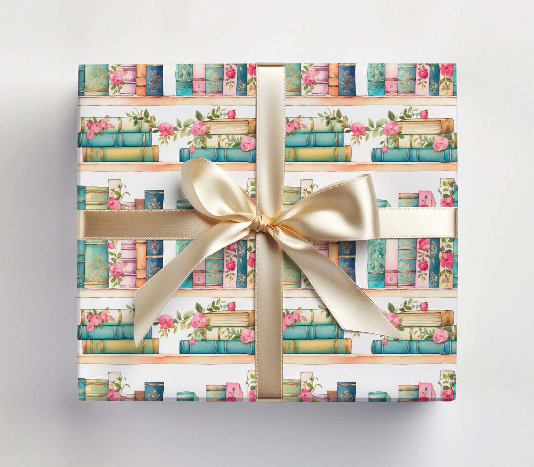Vintage Books Wrapping Paper Roll Turquoise Books Gift Wrapping Roll ...