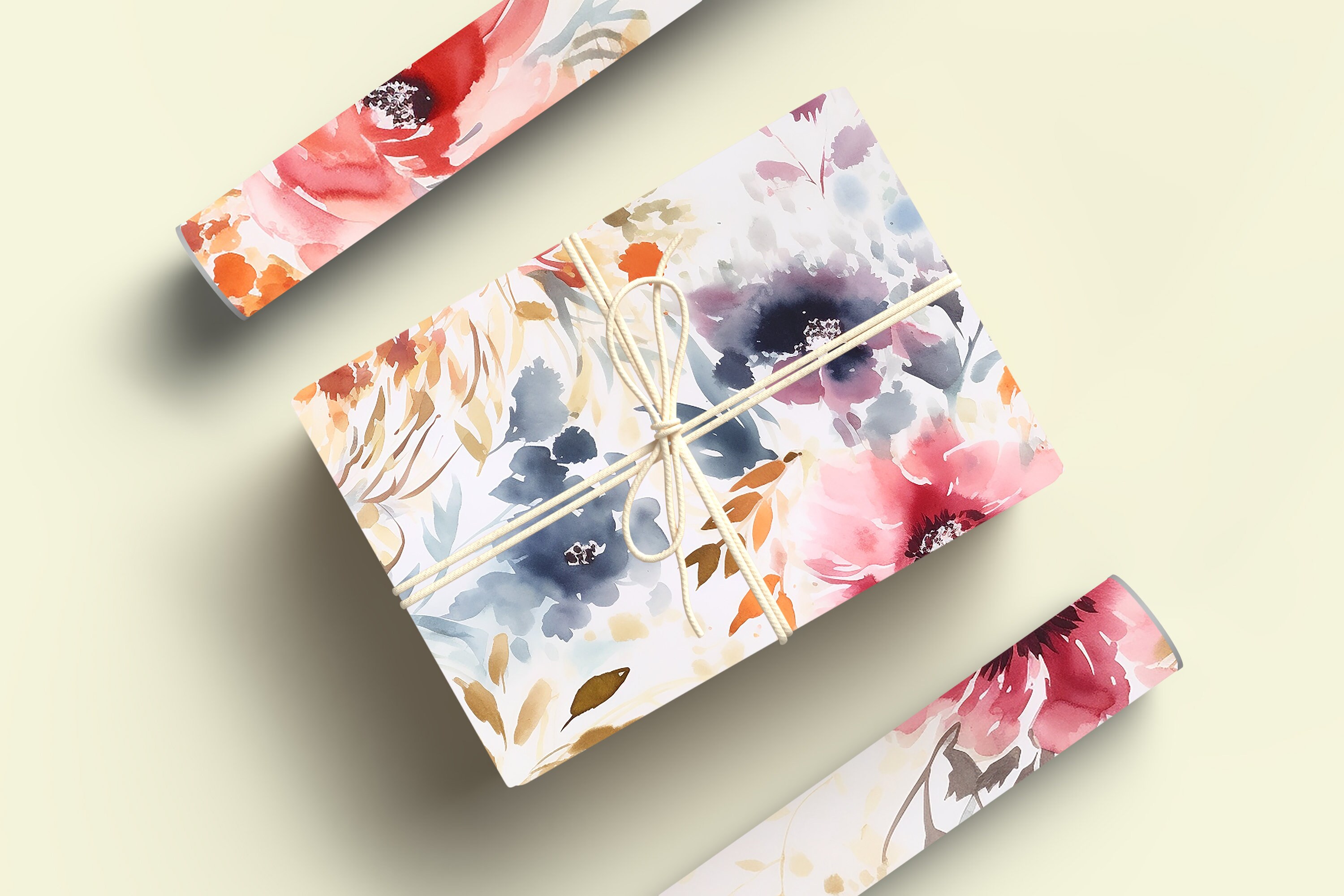 Watercolor Floral Wrapping Paper Roll, Spring Floral Wrapping Paper ...