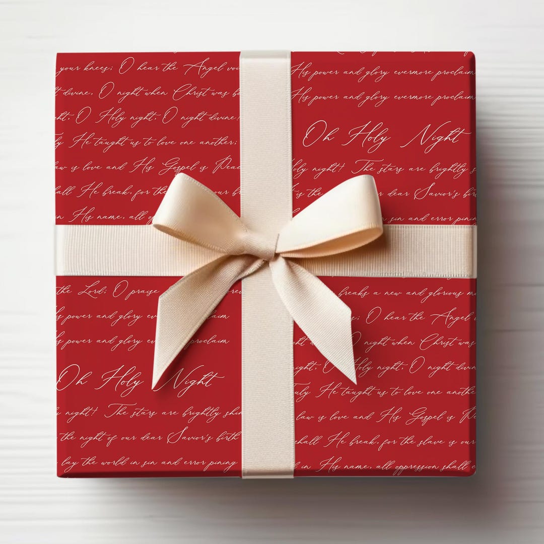 Oh Holy Night Lyrics Wrapping Paper Oh Holy Night Gift Wrap Roll ...