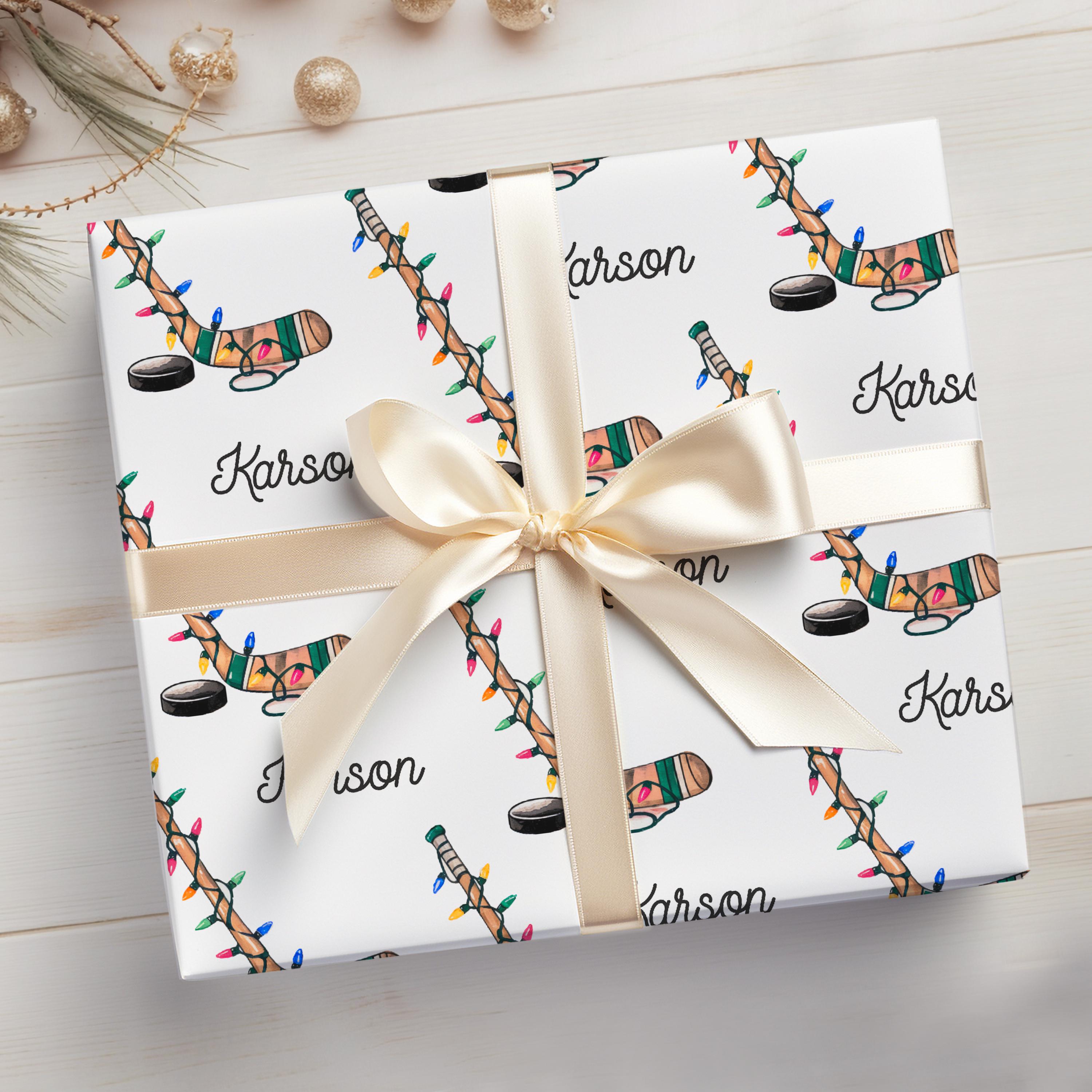 Hockey Wrapping Paper With Custom Name, Children's Wrapping Paper ...