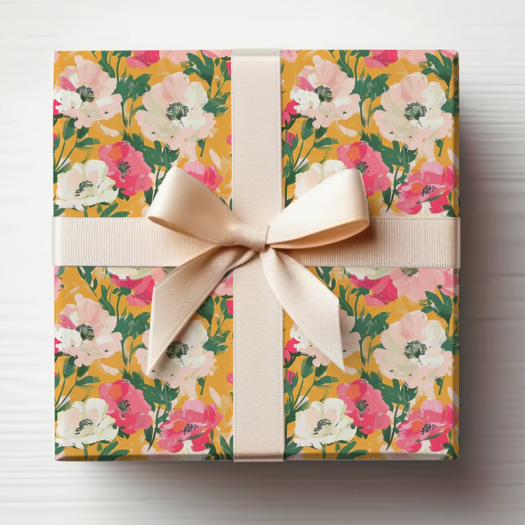 Pink Baby Shower Wrapping Paper, Girl Baby Shower Gift Wrap With Pink ...