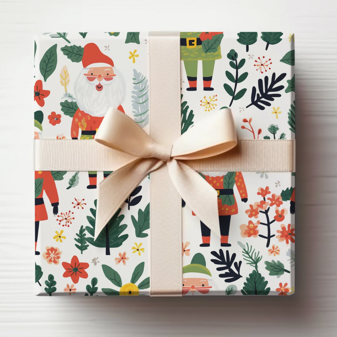 Cute Santa Wrapping Paper Roll, Trendy Santa Wrapping Paper, Adorable ...