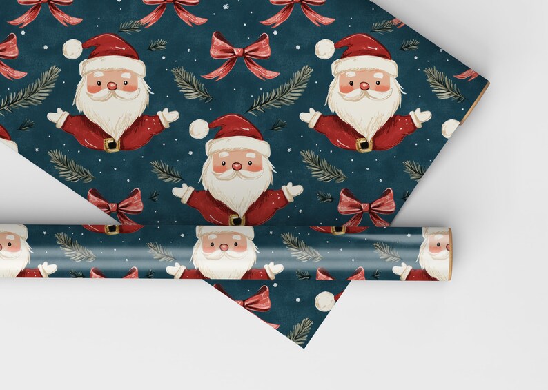 Cute Santa Wrapping Paper Roll Dark Santa Clause Wrapping Papers ...