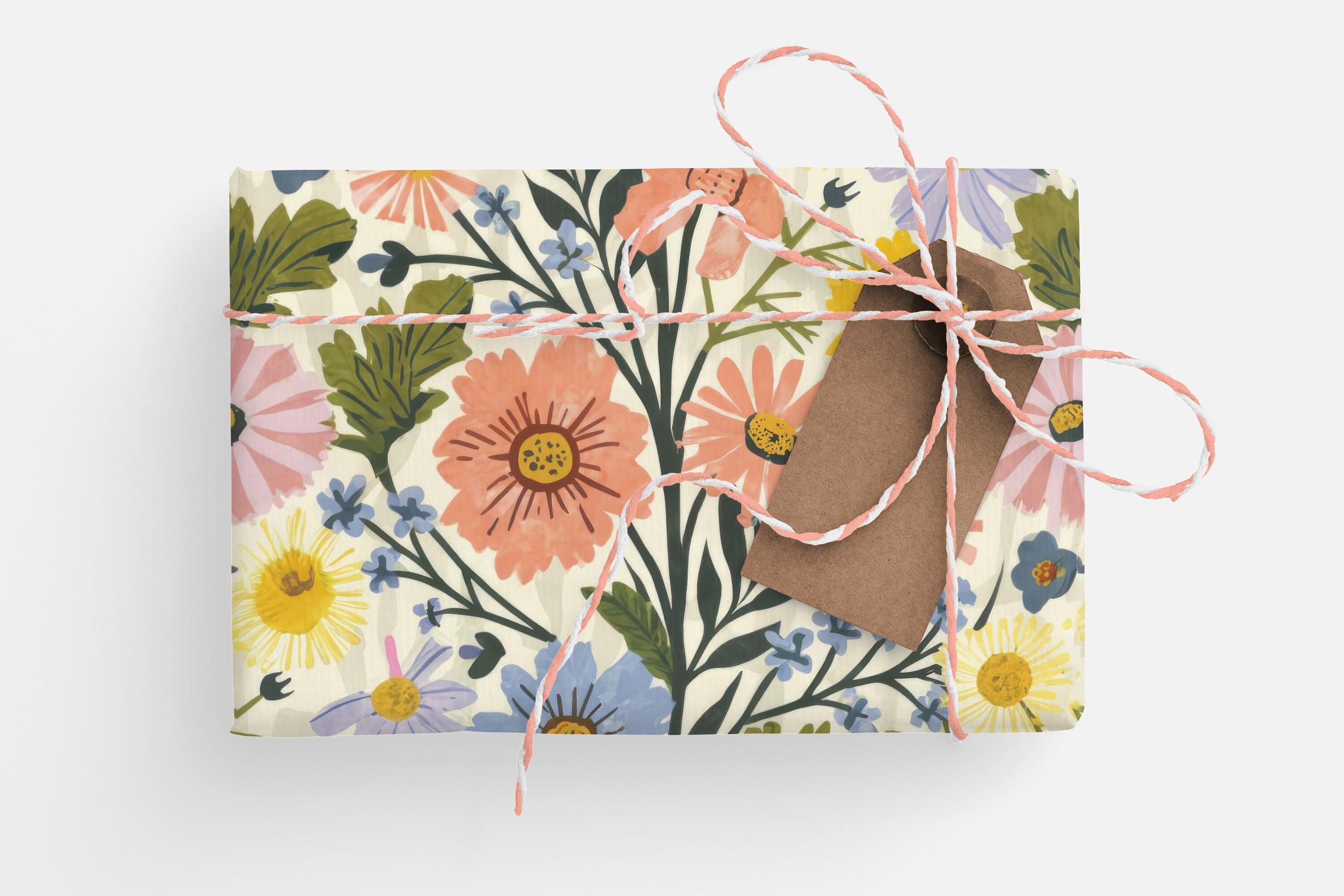 Girl Baby Shower Wrapping Paper Roll With Cute Flowers, Girl Birthday ...