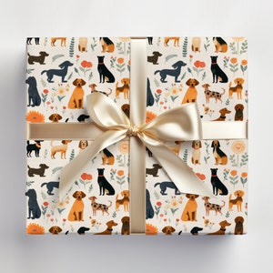 Illustrated Dogs Wrapping Paper With Dogs Gift Wrap Roll Cute Labrador ...