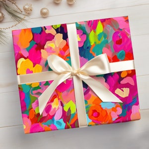 Neon Pink Wrapping Paper Neon Colors Gift Wrap Colorful Abstract ...
