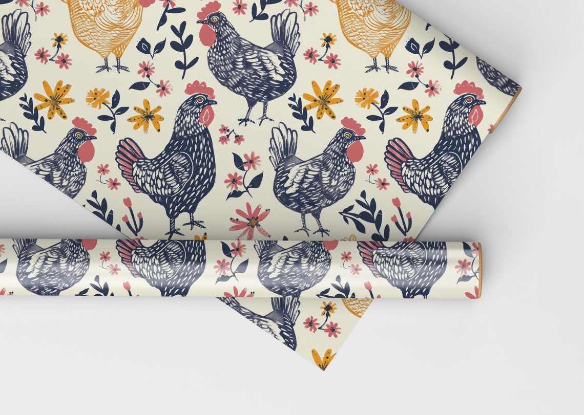 Chickens Wrapping Paper Roll Gift Wrap Roll Chickens, Farming Gift Wrap ...