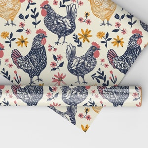 Chickens Wrapping Paper Roll Gift Wrap Roll Chickens, Farming Gift Wrap ...