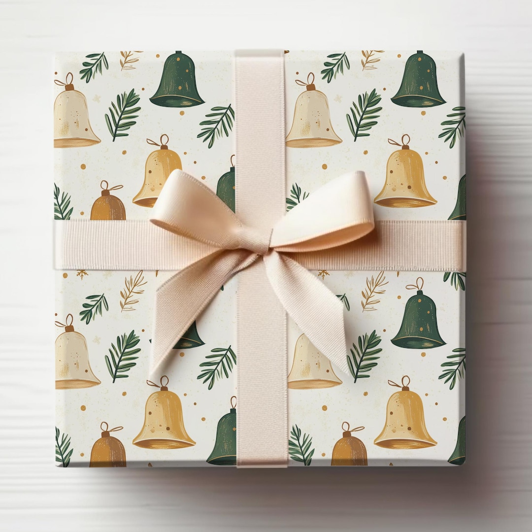 Christmas Bells Wrapping Paper Roll Jingle Bells Gift Wrap Roll Xmas ...
